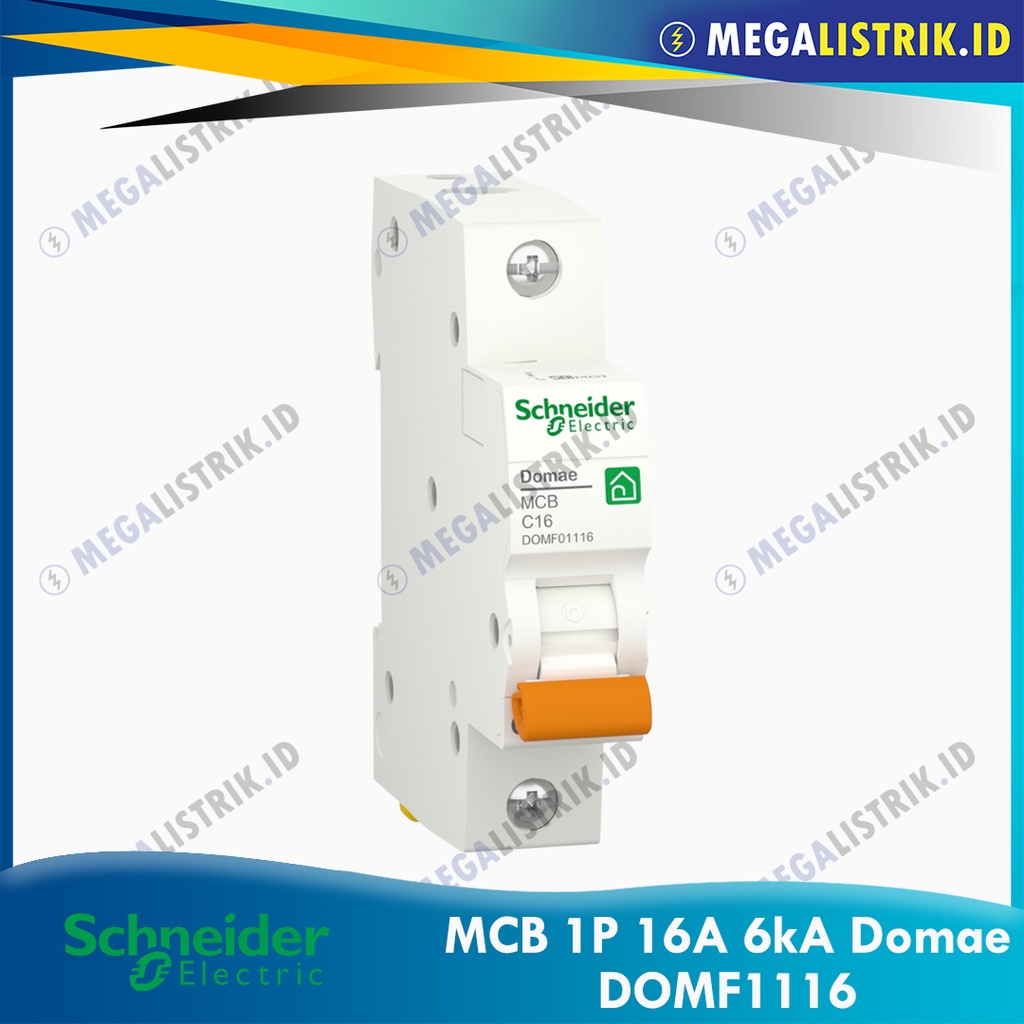 Jual SCHNEIDER MCB DOMAE 1P 16A 6KA SNI DOMF01116 / MINIATURE CIRCUIT BREAKER 1 PHASE 16 AMPERE ...