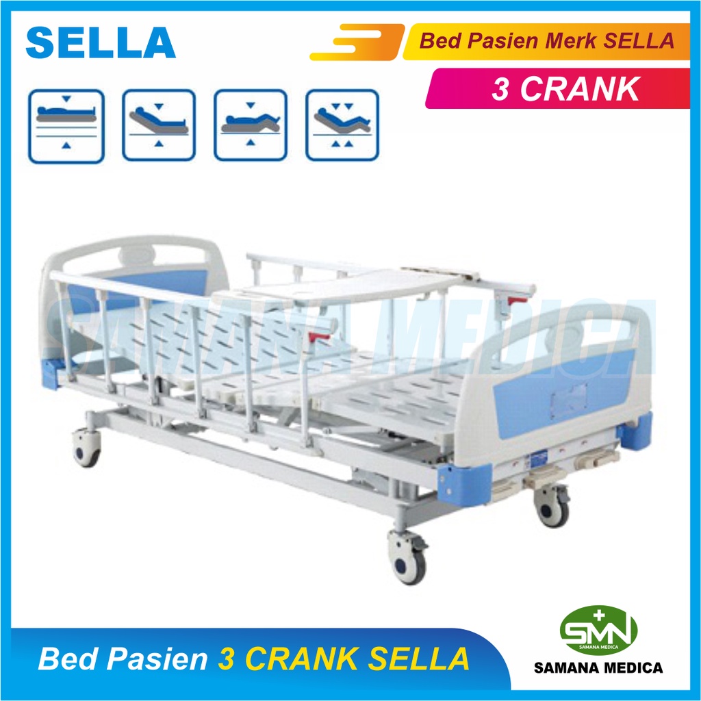 Jual BED PASIEN 3 CRANK / Ranjang / Tempat Tidur Pasien 3 Crank SELLA ...