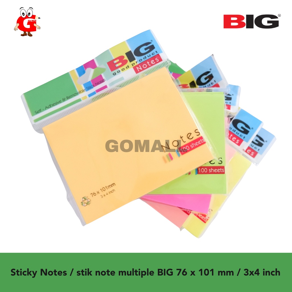 Jual Sticky Notes / stik note multiple BIG 76 x 101 mm / 3x4 inch ...