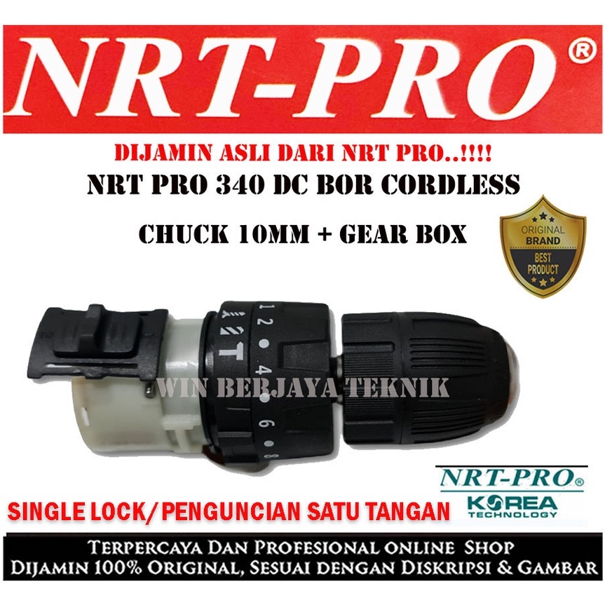 Jual NRT PRO 340 DC Single Lock Gearbox + Chuck Bor Cordless 20V DC 340 ...