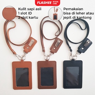 Jual Name Tag Jepit dan Kalung Kulit Sapi Asli ID Card Holder Termasuk ...