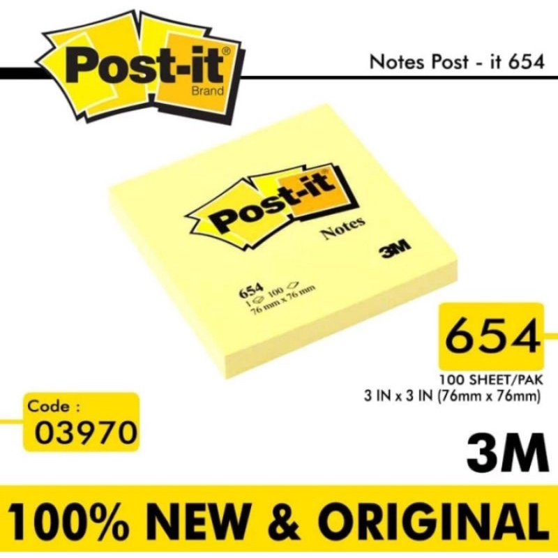 Jual Sticky Note / Memo Pad POST IT 3M NO. 654 | Shopee Indonesia