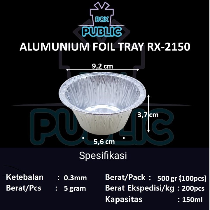 Jual Wadah Aluminium foil cup RX 2150 tanpa tutup / alumunium roti mini RX 2150 | Shopee Indonesia