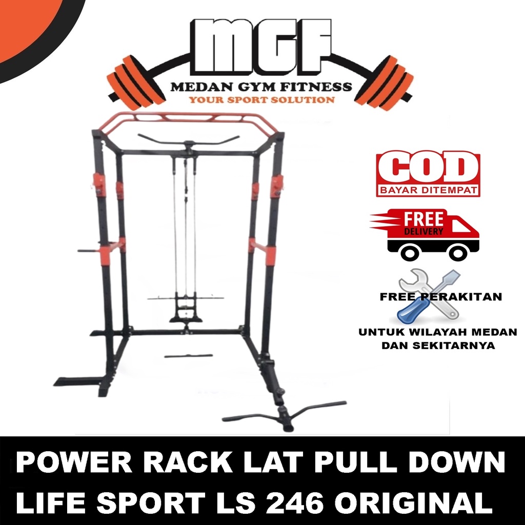 Jual ALAT FITNESS POWER RACK LAT PULL DOWN LIFE SPORT LS 246 ORIGINAL ...