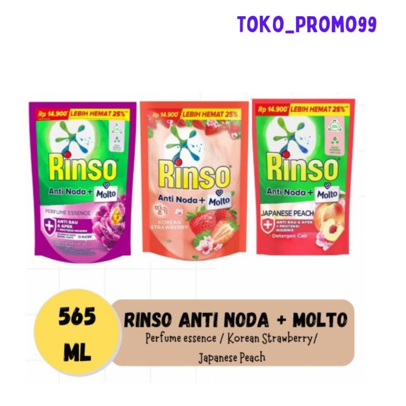 Jual Rinso cair/ rinso Liquid 565 ml detergent anti noda plus molto ...