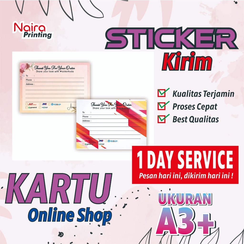 Jual Sticker Kirim Online Shop Custom / Stiker Alamat Pengiriman ( FREE ...
