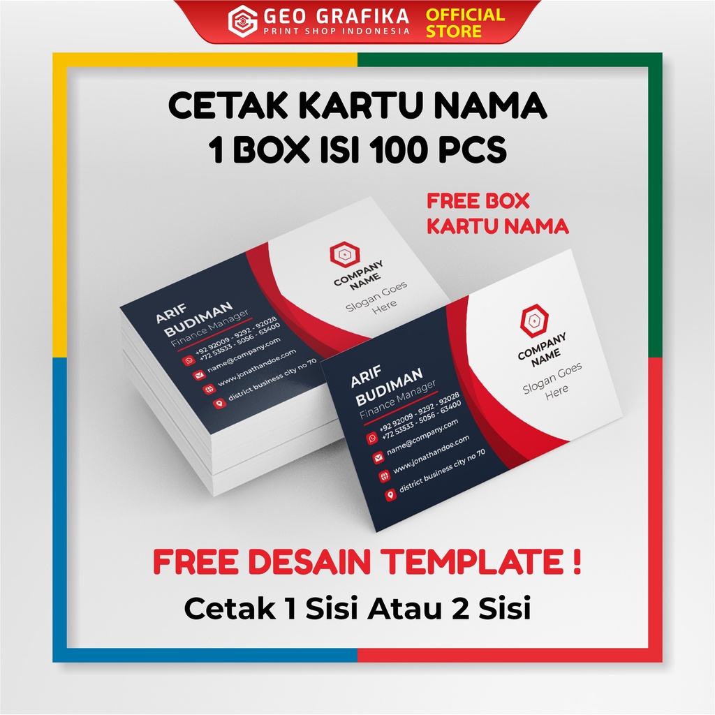 Jual Kartu Nama 1 Box Isi 100 Pcs Free Box - Geo Grafika | Shopee Indonesia