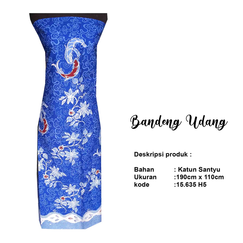 Jual batik tulis motif udang bandeng khas sidoarjo - batik warna biru ...