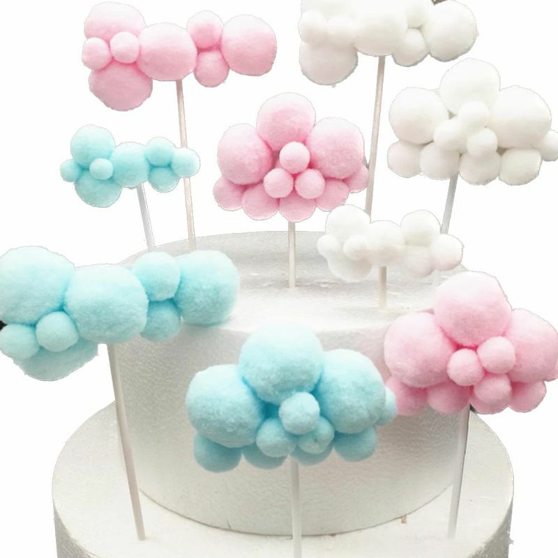 Jual Hiasan kue awan pom pom/topper kue bentuk awan/ hiasan kue bentuk ...