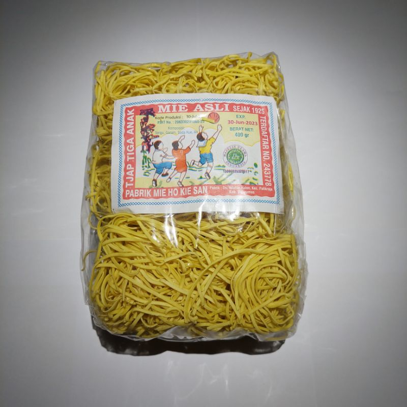 Jual Mie Bola Cap Tiga Anak 400gr (halus) Mie Kuning Bakso | Shopee ...