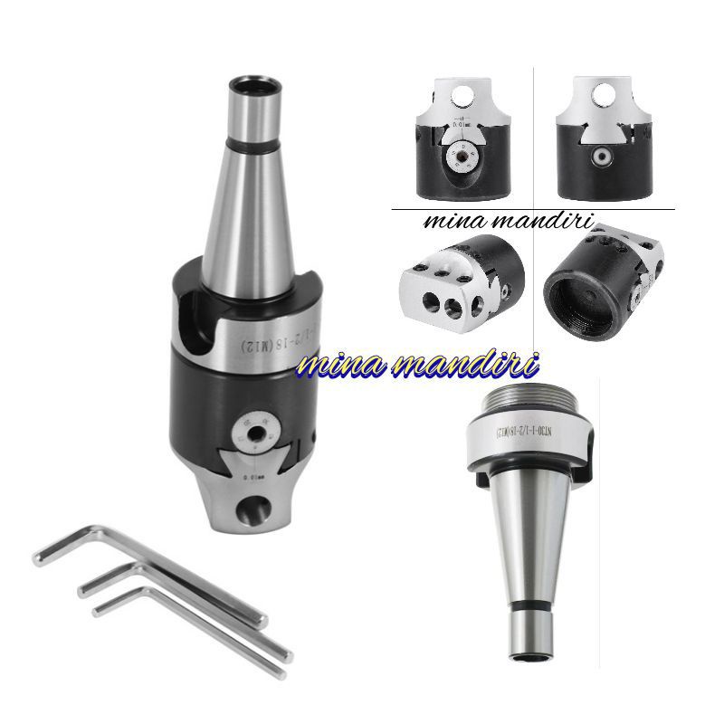 Jual Boring Head Alat Korter Lubang 50mm Set Arbor NT30 drat M12 Baru ...
