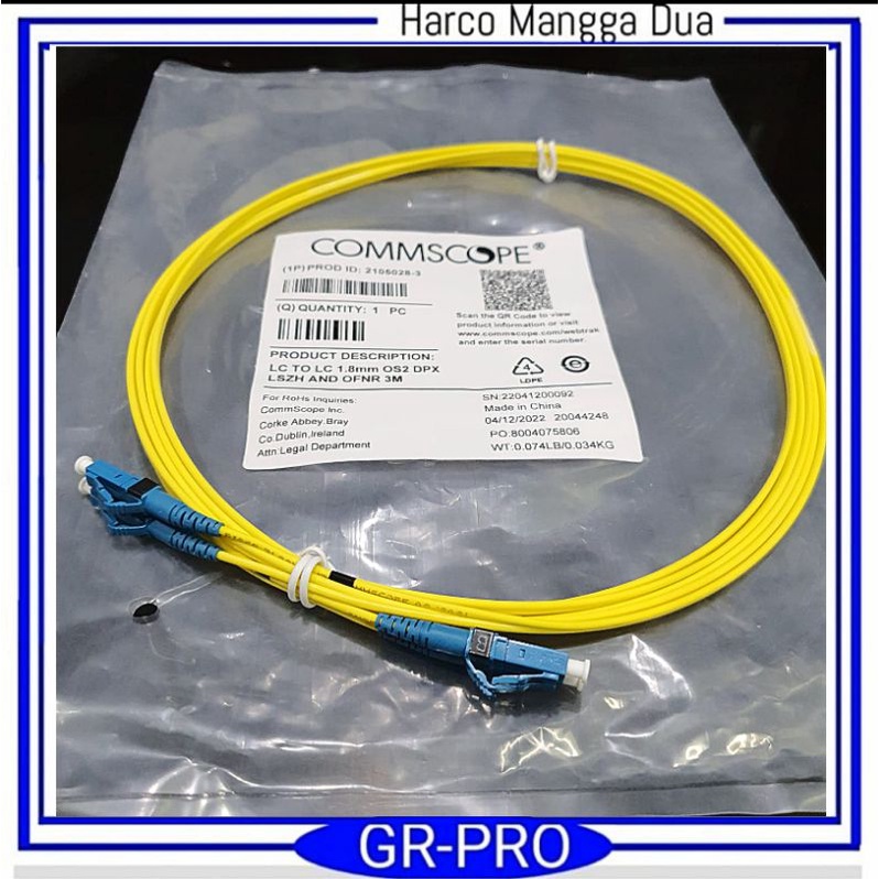 Jual kabel commscope patch cord LC to LC 1,8mm OS 2 DPX LSZH and OFNR ...