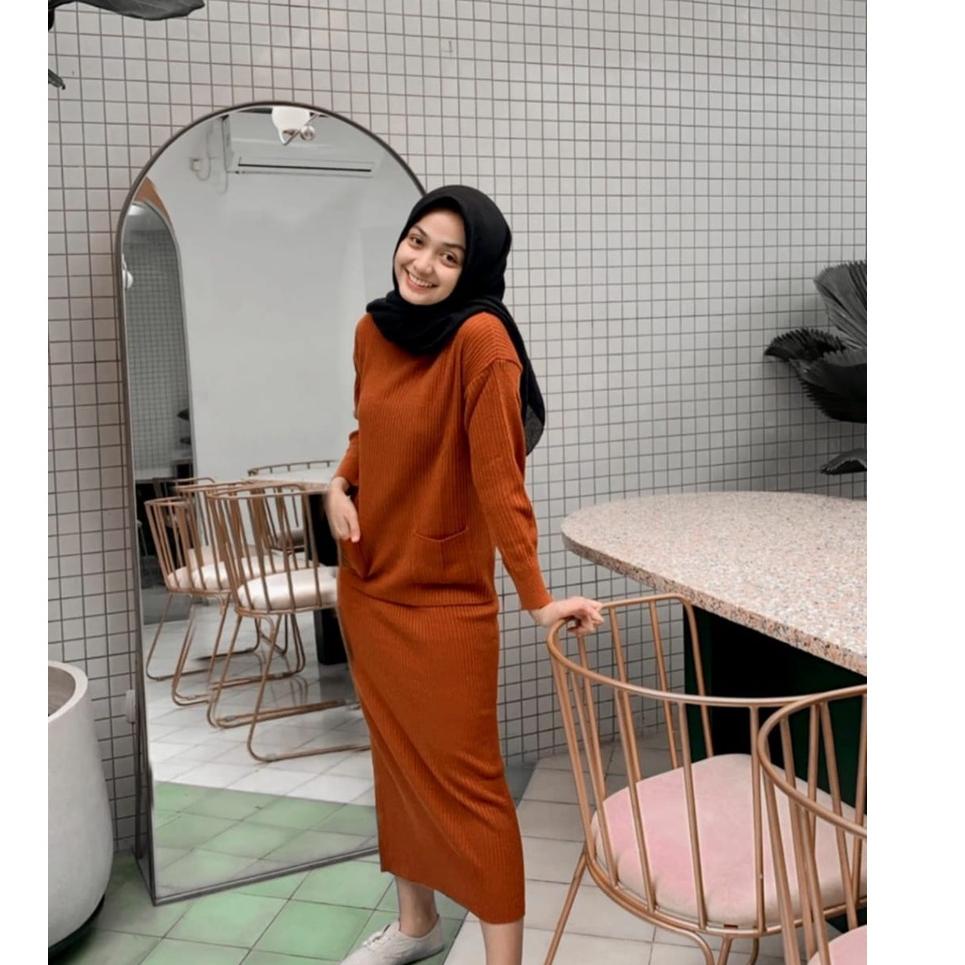 Jual Idi7I2u--RAJUT SETELAN POCKY / Baju Setelan Rajut Wanita / One Set ...