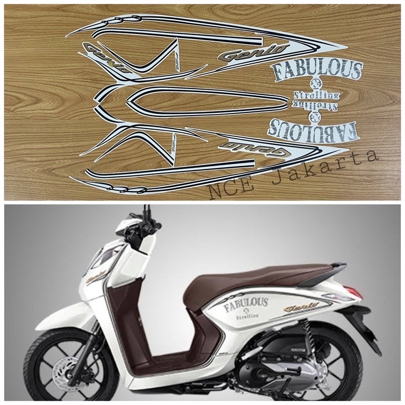 Jual STIKER STRIPING MOTOR GENIO FABULOUS 2020 PUTIH | Shopee Indonesia