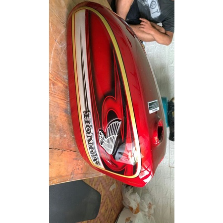 Jual Tangki CB gelatik CB 100 warna merah biru putih grafis | Shopee ...