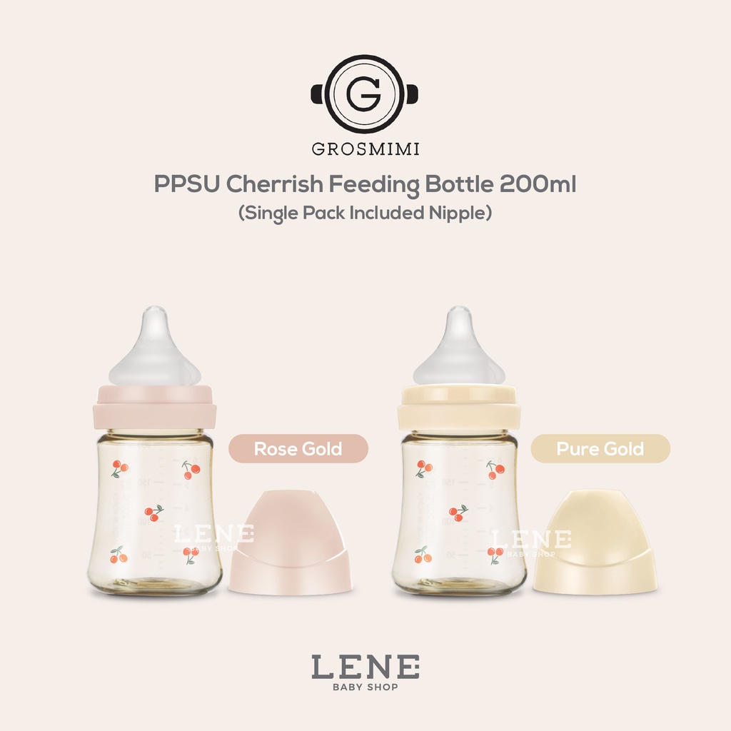 Jual Grosmimi PPSU Cherrish Feeding Bottle 200ml Single Pack (Included Nipple) | Shopee Indonesia
