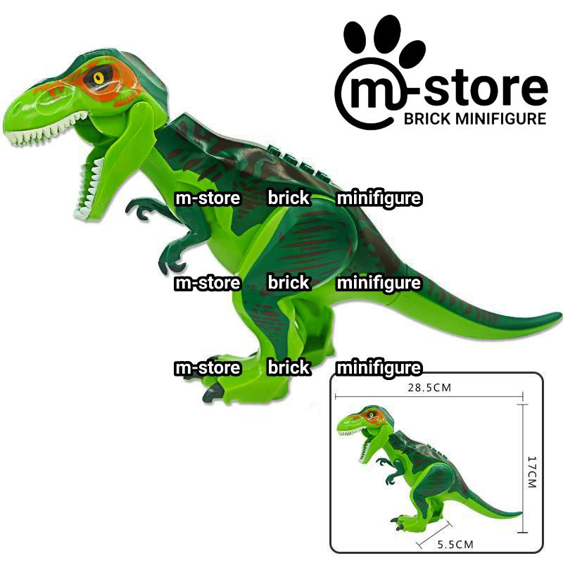 Jual brick dinosaur tyrannosaurus rex t-rex trex green big building ...