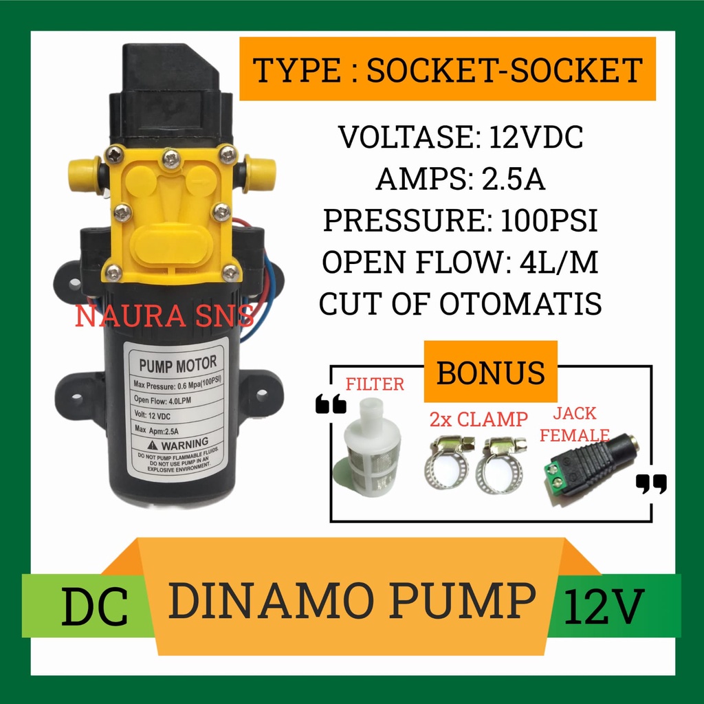 Jual Dinamo Pompa Dc 12v / Pompa Air Dc 100 Psi / Dinamo Pompa Sprayer | Shopee Indonesia