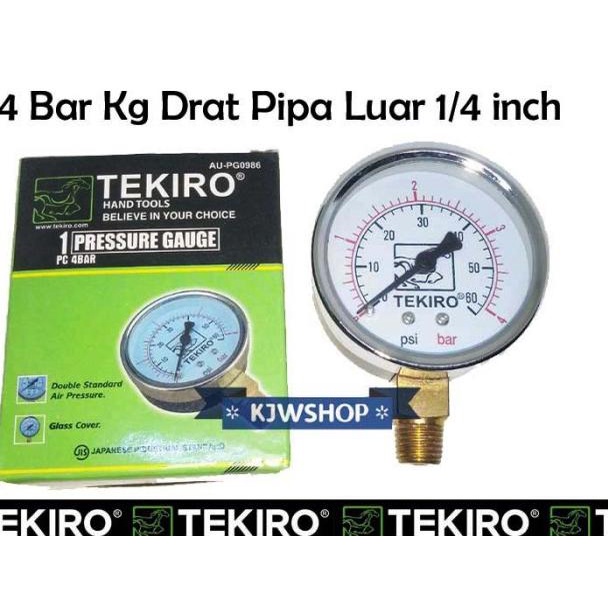 Jual PRESSURE GAUGE PENGUKUR TEKANAN MANOMETER 4 BAR TEKIRO | Shopee ...
