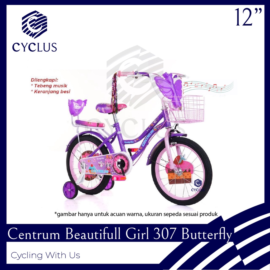 Jual Sepeda Mini Centrum Beautifull Girl Butterfly 307 Ban Hidup Pompa ...