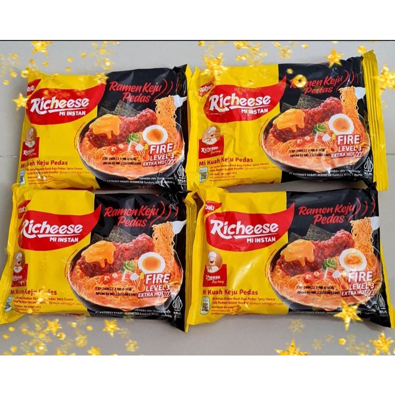 Jual Richeese Mie Kuah Keju Pedas Level 3 / Ramen Cheese Richeese lvl3 ...