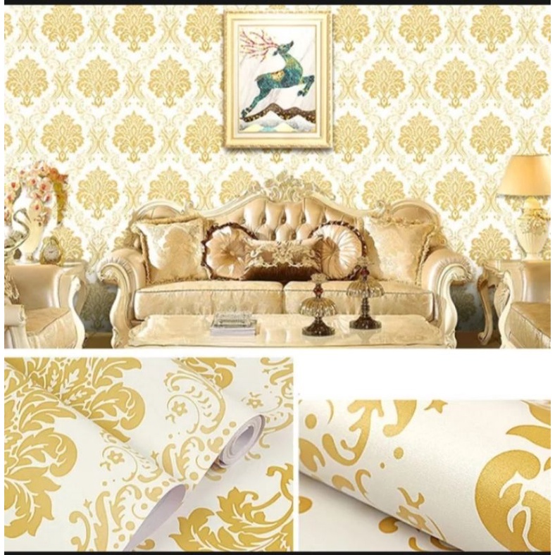 Jual [COD] Wallpaper Sticker Dinding motif Batik Kuning Gold gh023 ...
