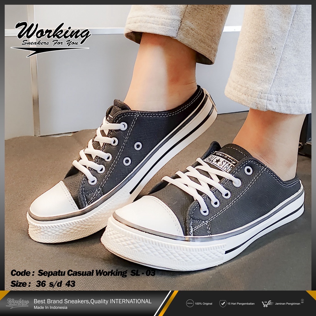 Jual Sepatu Sneakers Pria/Wanita Working SL-03 Sepatu Slipper Kanvas Soft | Shopee Indonesia