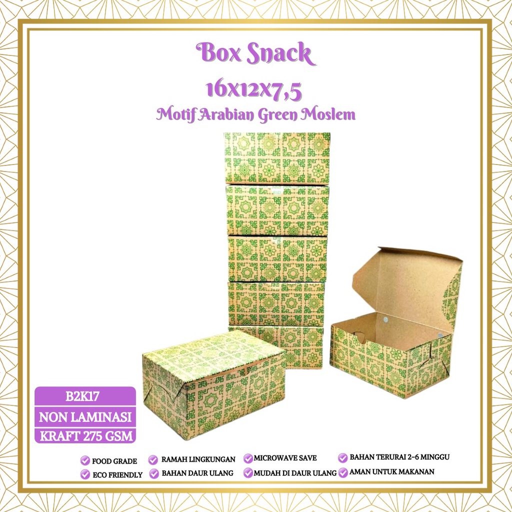 Jual Box Snack Dus Kue Snack Box Dus Roti 16x12 (B2K17-16X12X7.5 ...