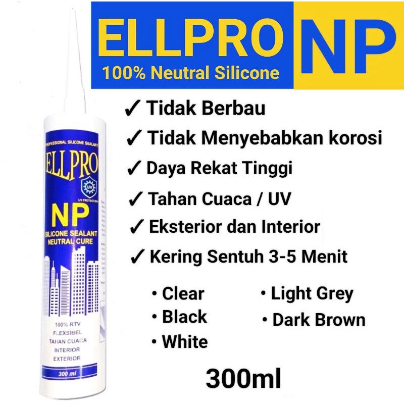 Jual Lem Kaca/ACP Silikon Netral ELLPRO NP 300ml Neutral Plus Silicone ...