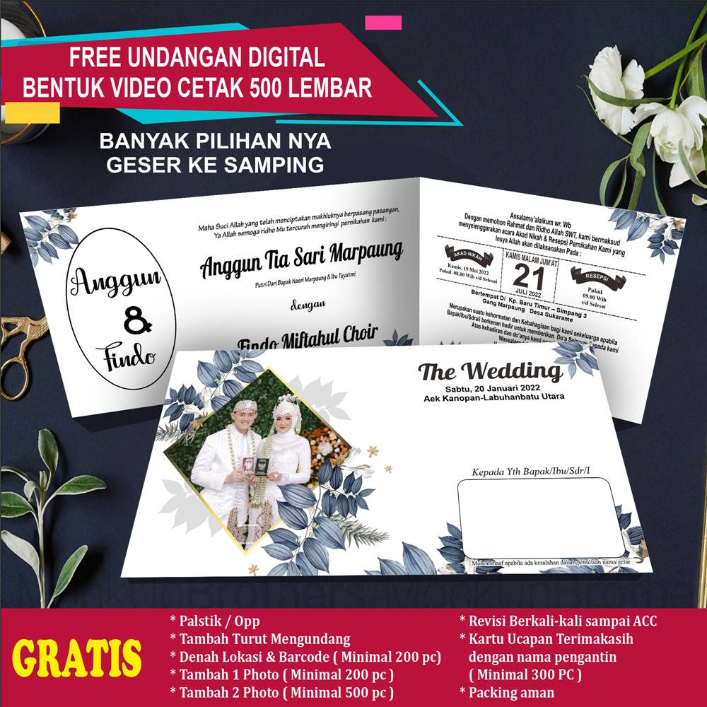 Jual Undangan Pernikah Termurah Cantik Motif Bunga, cetak undangan ...