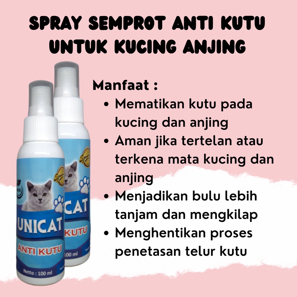 Jual UNICAT SPRAY ANTI KUTU HEWAN PELIHARAAN EFEKTIF MEMBASMI KUTU PADA ...