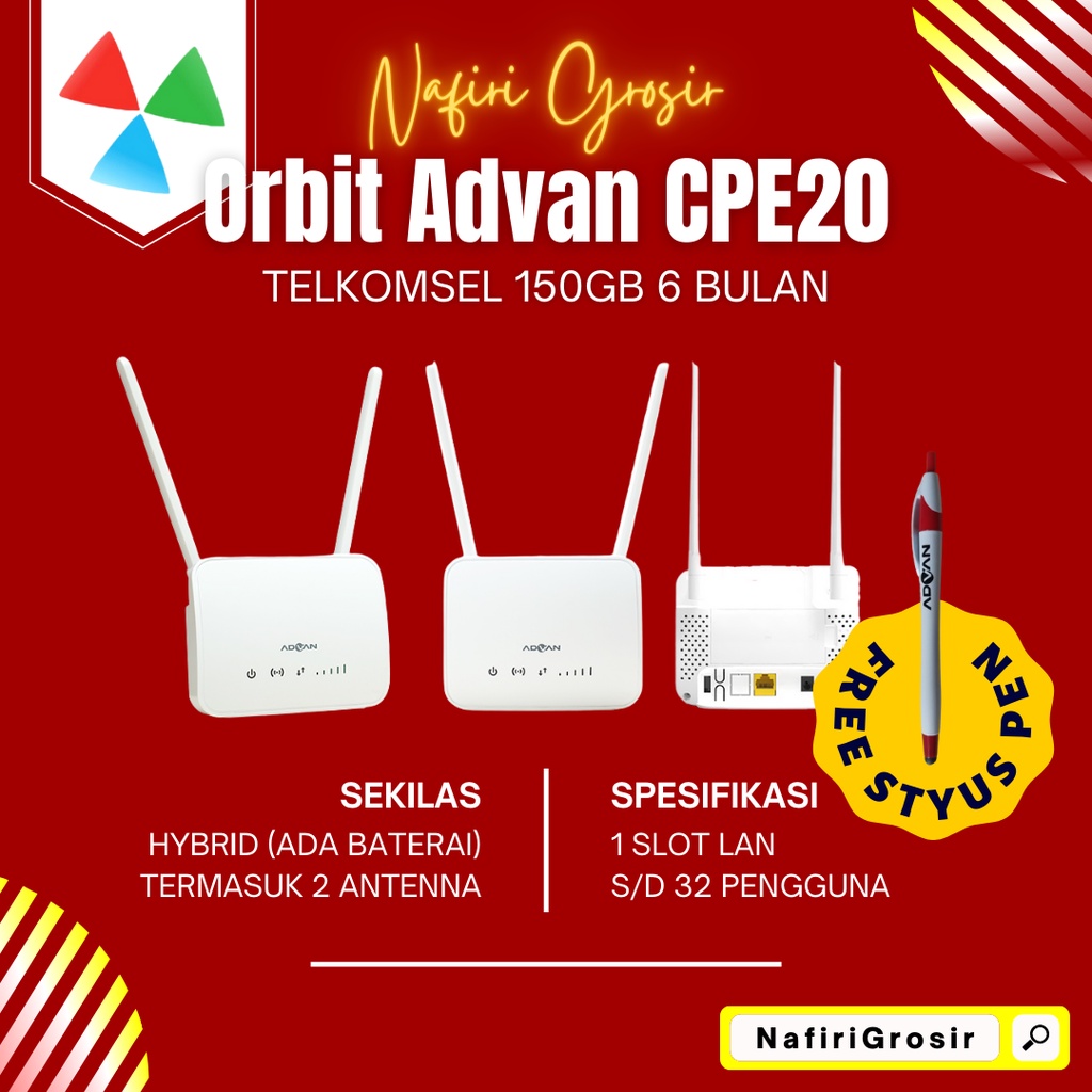 Jual MODEM ROUTER ADVAN CPE20 START ORBIT TELKOMSEL 150GB HYBRID ...