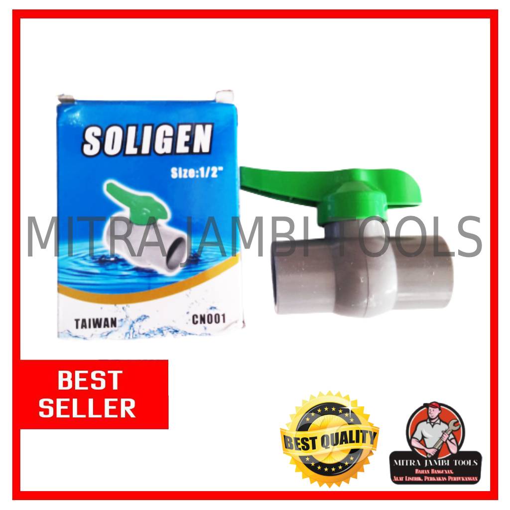 Jual STOP KRAN SOLIGEN 1/2 INCH / BALL VALVE PVC | Shopee Indonesia
