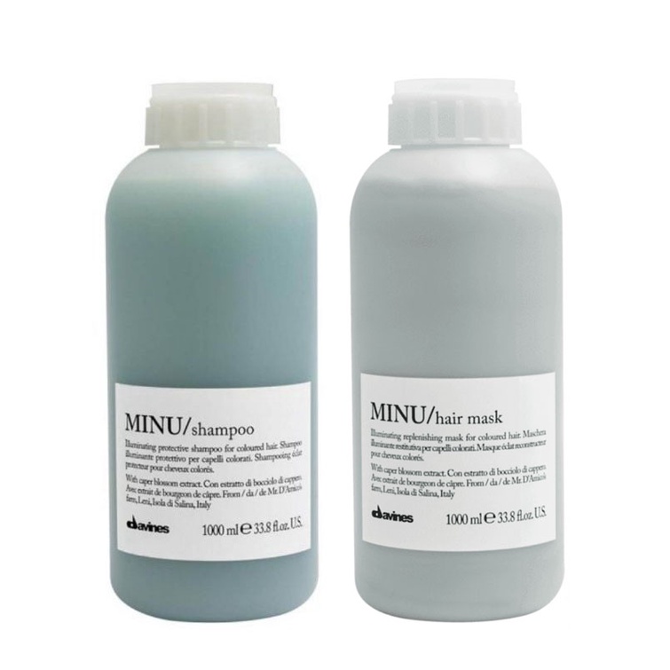 Jual Davines Minu Shampoo 1000ml + Davines Minu Hair Mask 1000ml ...
