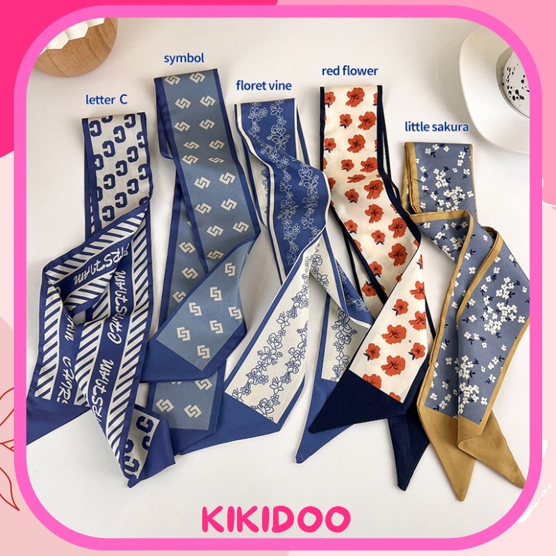 Jual Kikidoo Scarf Tas Syal Katun Ikat Rambut Korea Blue Theme JR68 ...