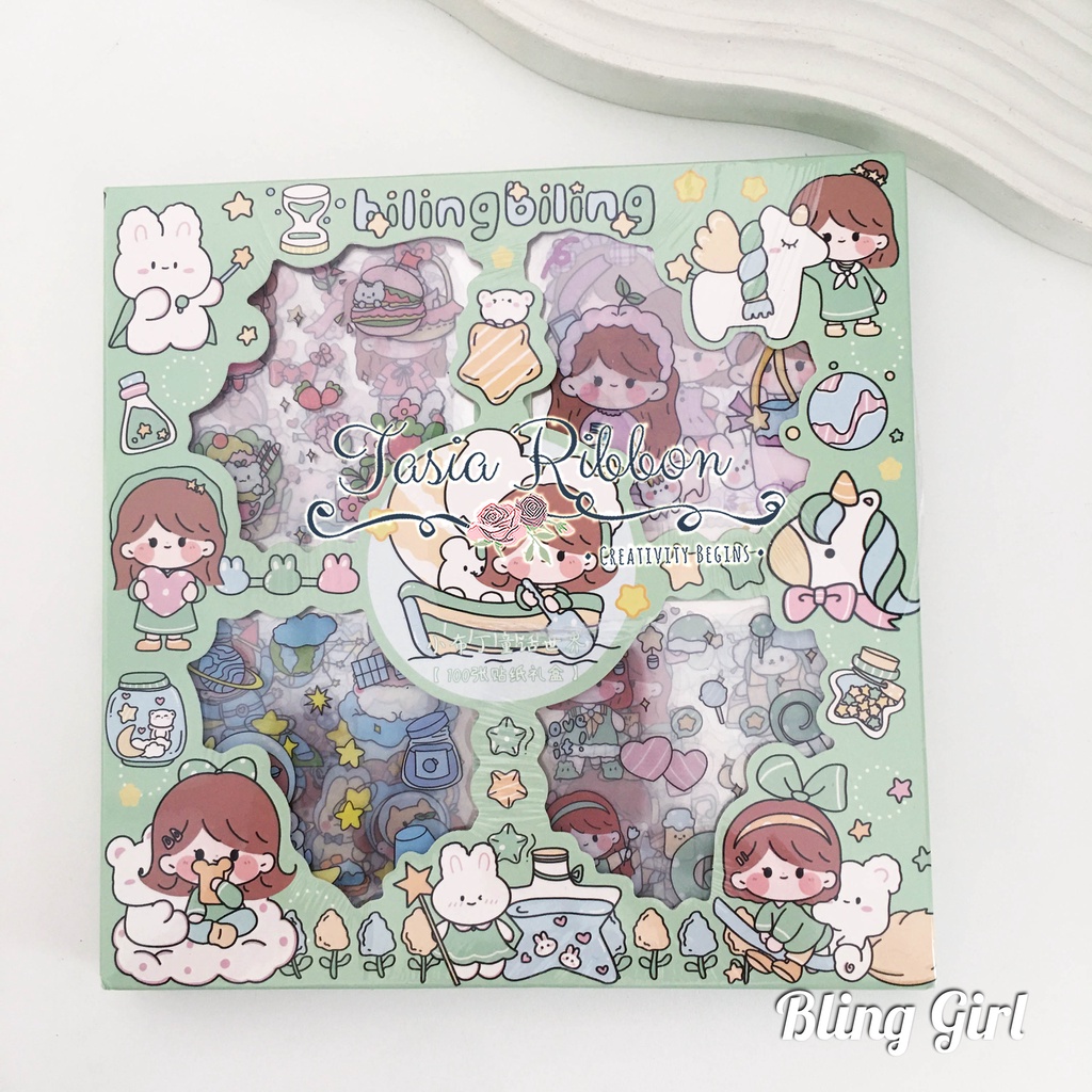 Jual Viral Sticker Big Pack Botol Korea Aesthetic Lucu [100pc]/ Stiker ...