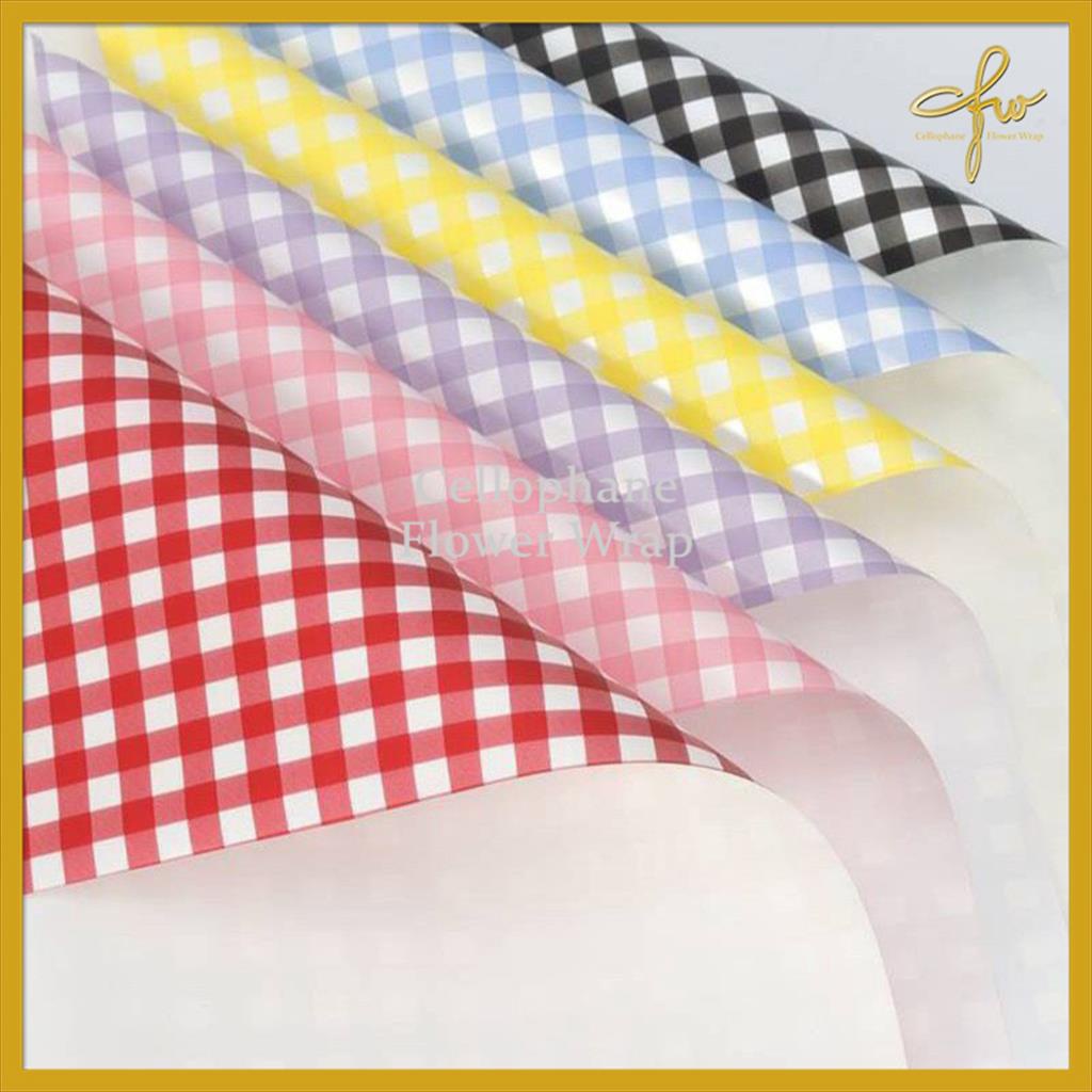 Jual Kertas Buket BiColor Square Pattern Catur Cellophane Flower ...