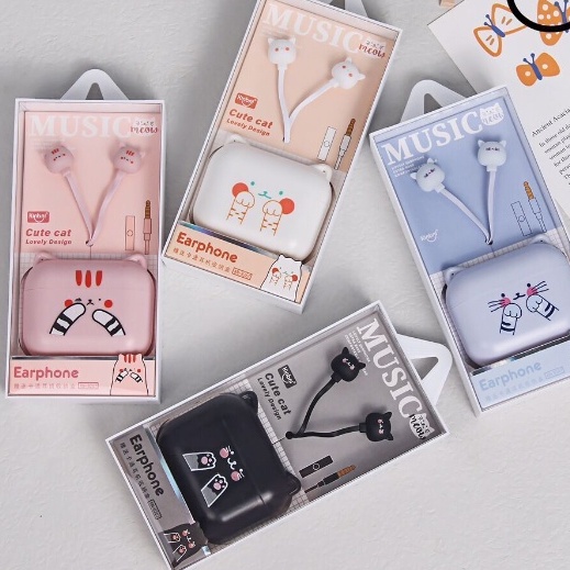 Jual [KN-8267] Headset Earphone Wajah KUCING Ekspresi Lucu / Wadah ...