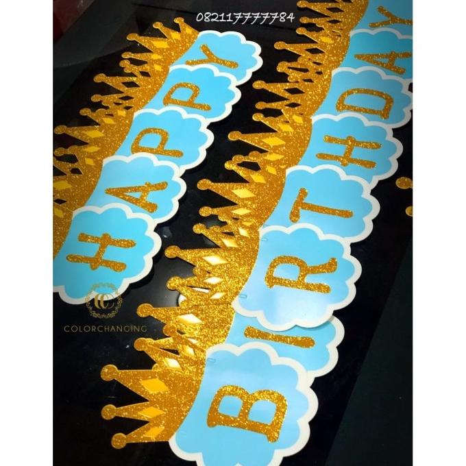 Jual !!!!!!] banner glitter karton tebal happy birthday biru muda ...