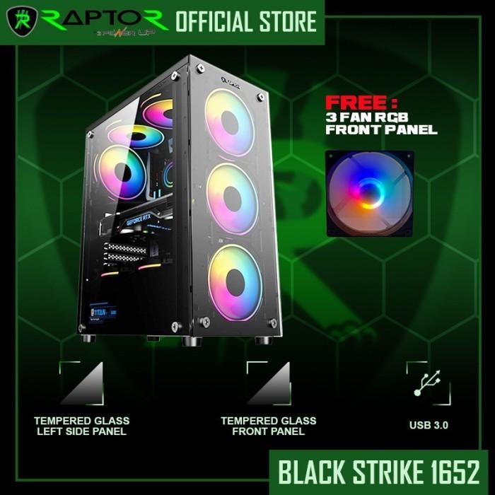 Jual Casing Casing Raptor Black Strike 1652 Free 3 Fan Rgb Atx | Shopee ...