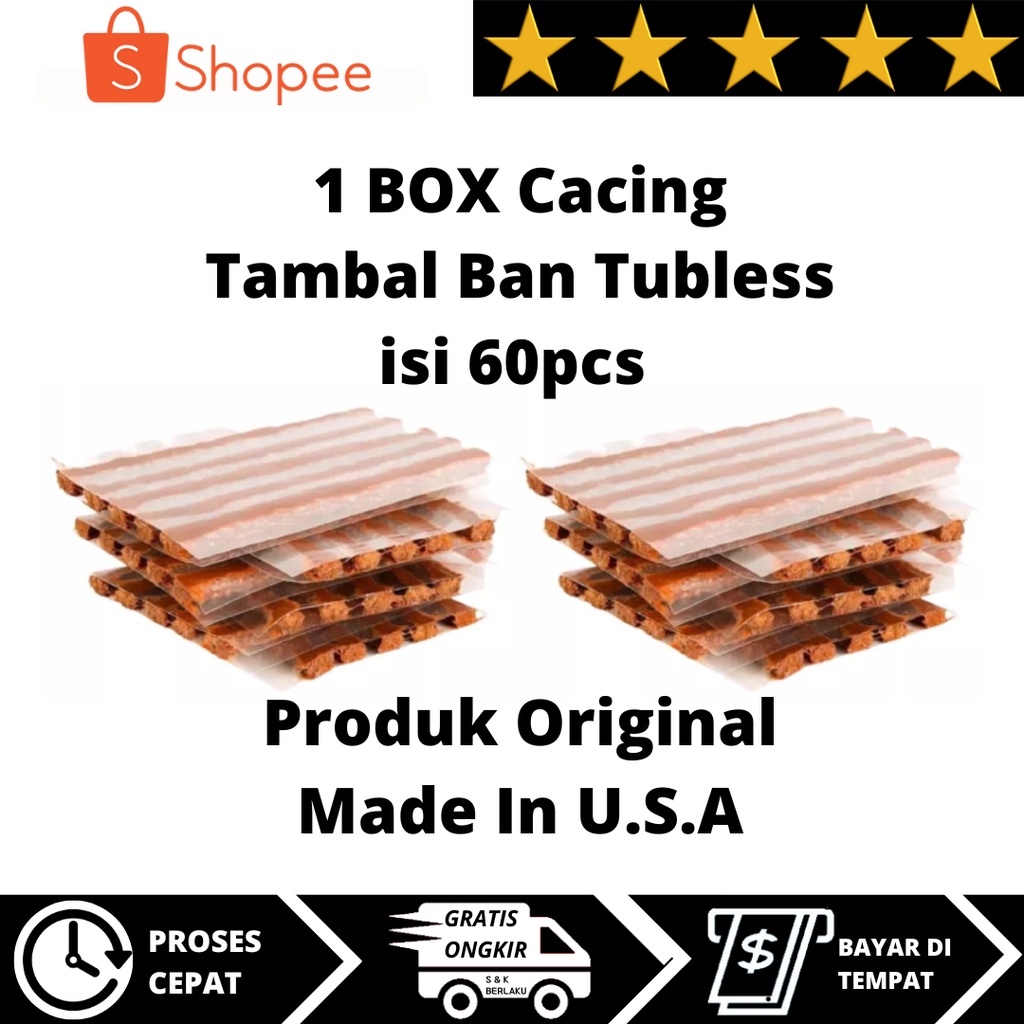 Jual 1 BOX Isi ulang alat tambal ban isi 12 lembar 60 pcs cacing karet ...