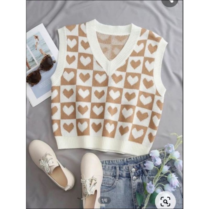 Jual ROMPI LOVE VEST KNIT /ROMPI RAJUT KOREA LOVE / BEST SELLER ...