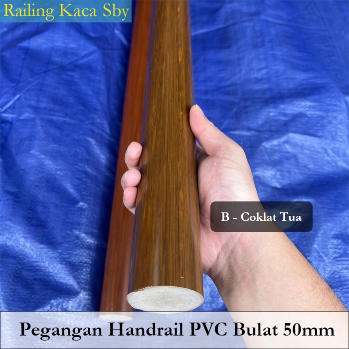Jual HANDRAIL PVC BULAT 50MM (2") WARNA COKLAT TUA PEGANGAN RAILING ...