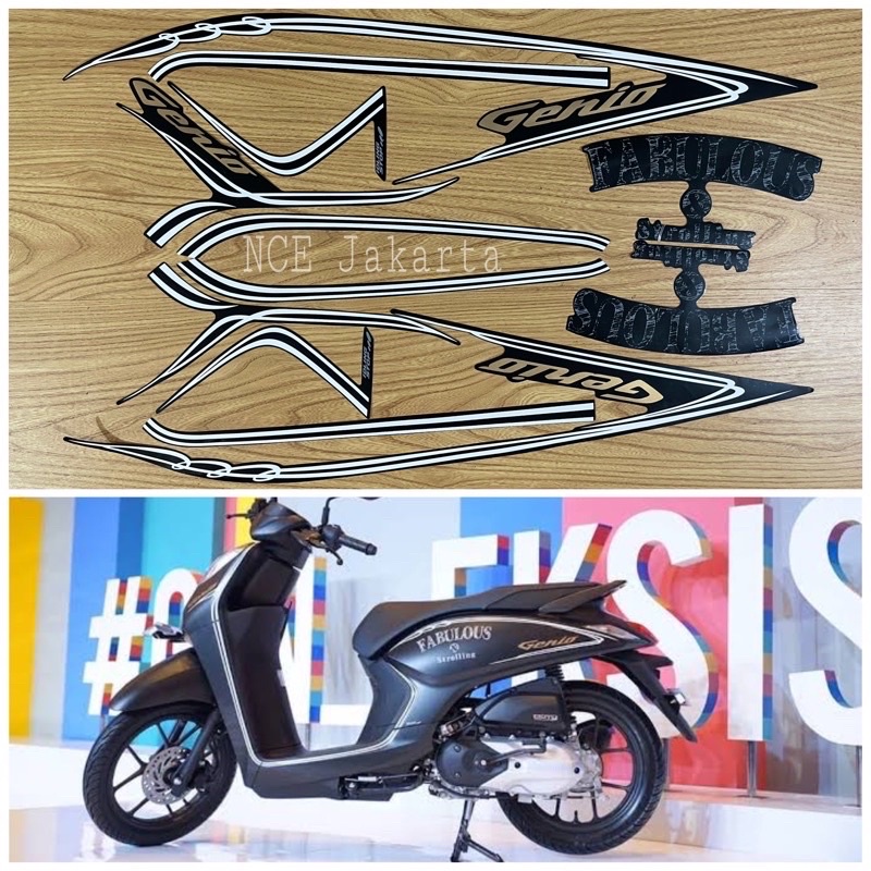 Jual STIKER STRIPING MOTOR GENIO FABULOUS 2020 HITAM MATE BLACK ...