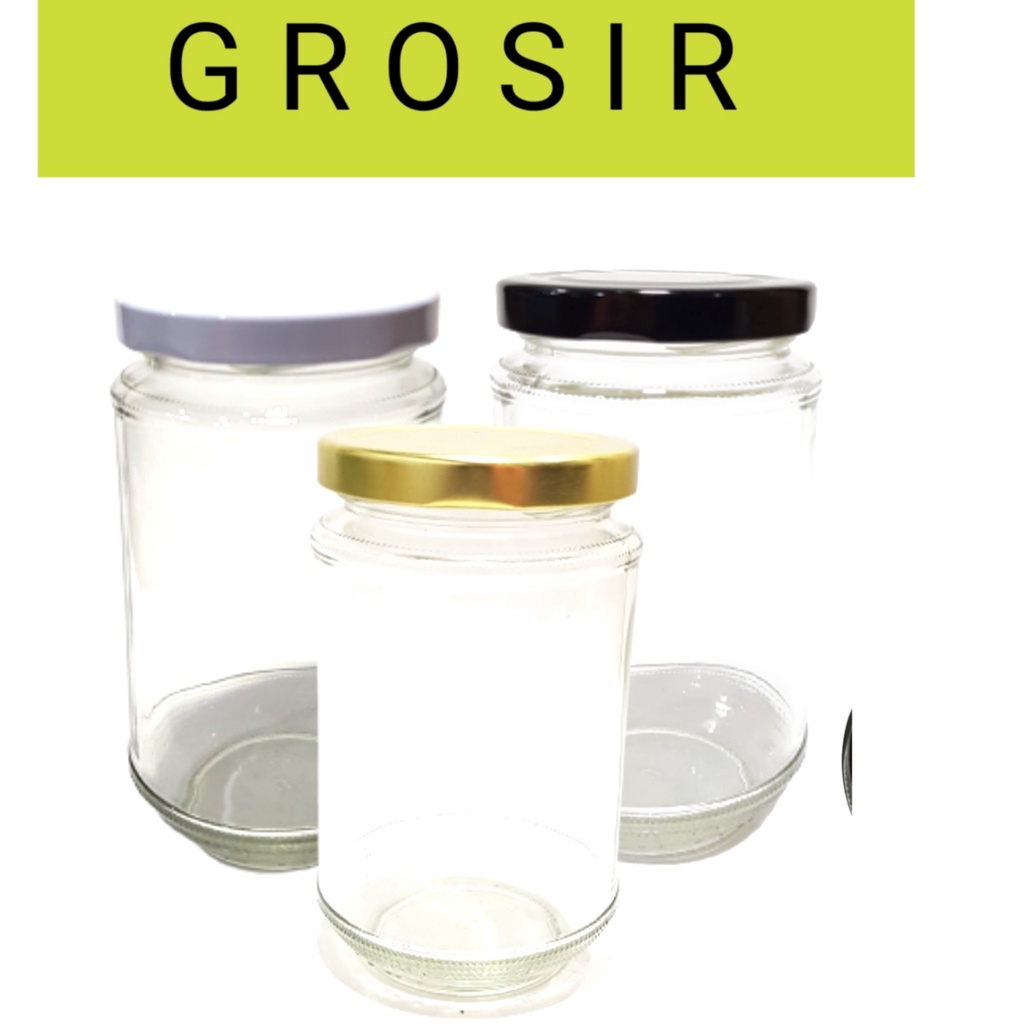 Jual / 4 ( EMPAT ) 330ML BOTOL KACA SILINDER JAR TOPLES KACA 330ML ...