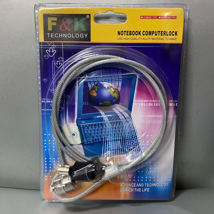 Jual Kunci Rantai Gembok Laptop Notebook dengan Anak Kunci Kensington ...