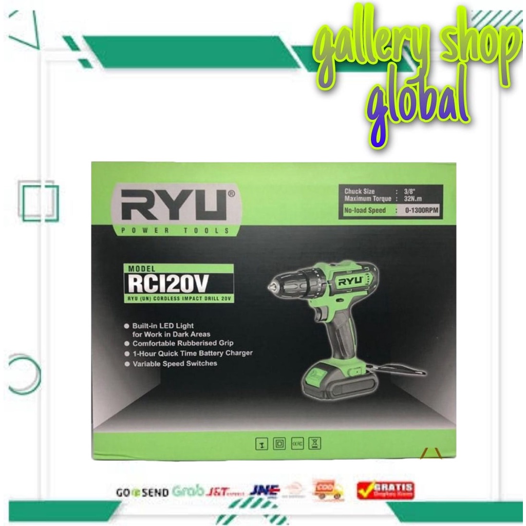 Jual TEKIR0 RYU CORDLESS IMPACT DRILL RCI 20V MESIN BOR BATRE BATERAI ...
