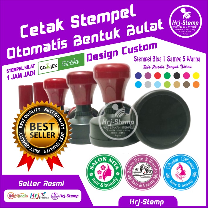 Jual Cetak Stempel Otomatis Design Custom Ukuran Bulat Stempel Warna Flash | Shopee Indonesia
