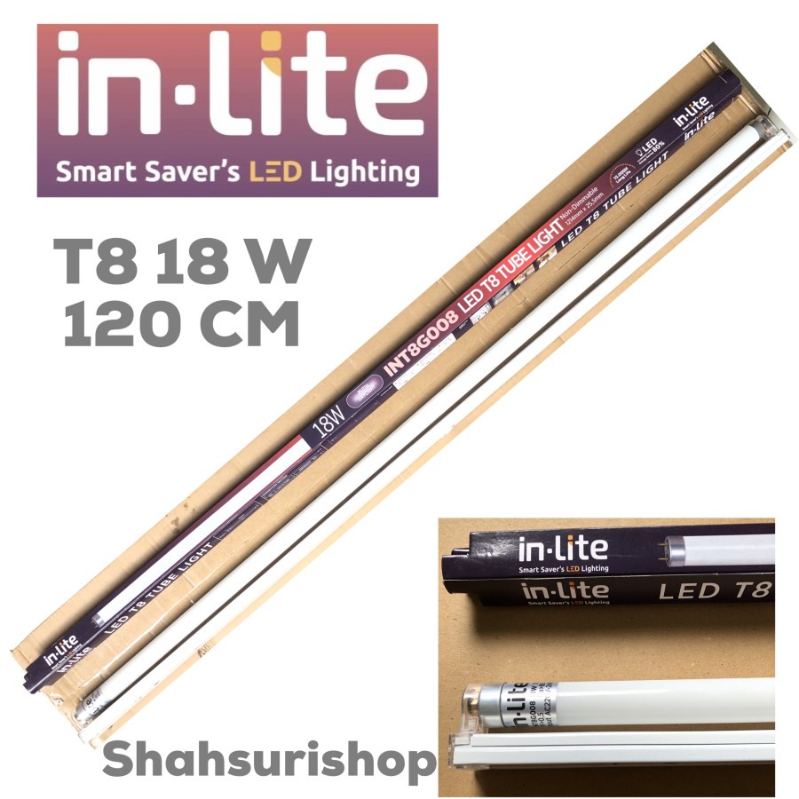 Jual IN-LITE LAMPU TL LED T8 INLITE 18W 18 W WATT 1200MM KOMPLIT + KAP KHUSUS INSTANT SAMEDAY ...