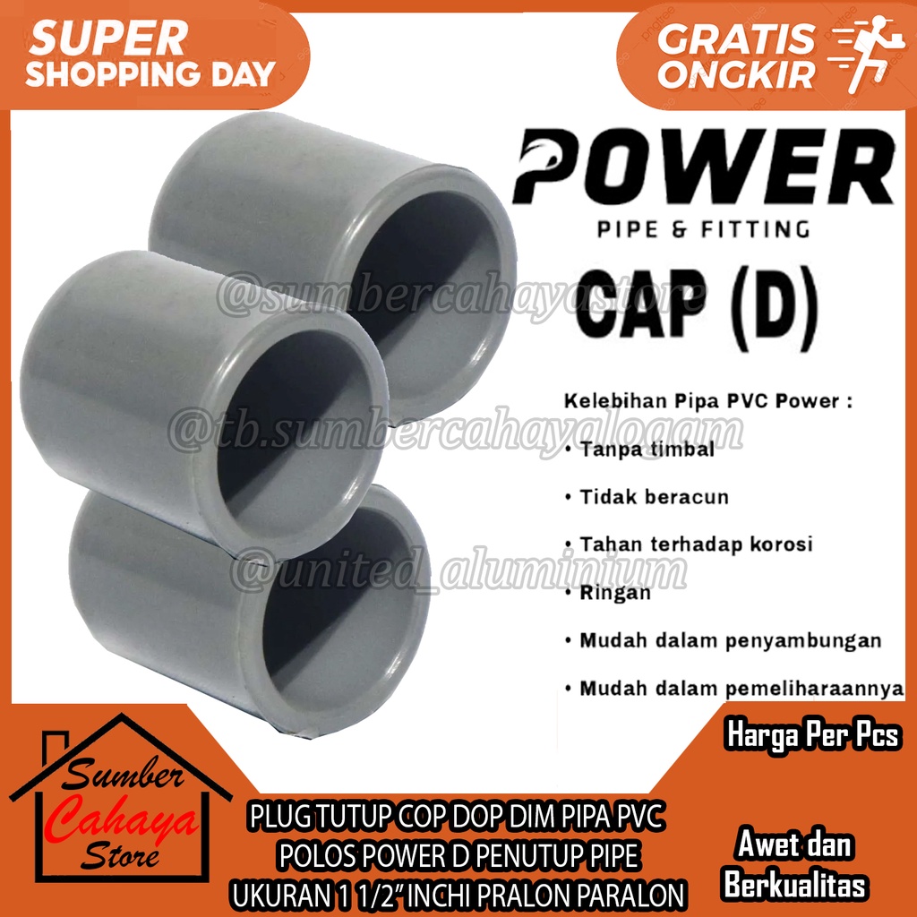 Jual PLUG PIPA DOP CAP UKURAN 1 1/2" INCH POWER D PVC TUTUP DOB COP CAP ...